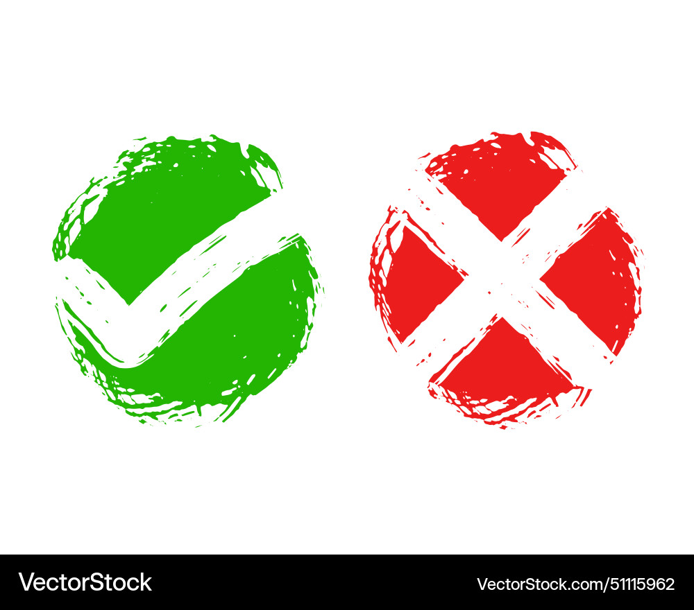 Grungy style accept or denied check mark icon Vector Image