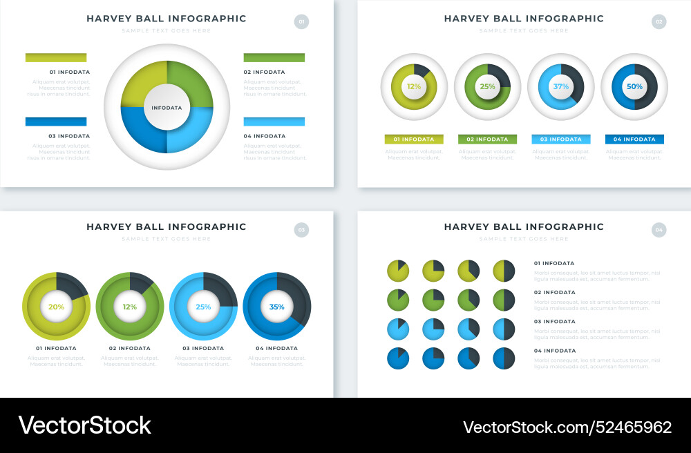 Realistic harvey ball diagrams Royalty Free Vector Image