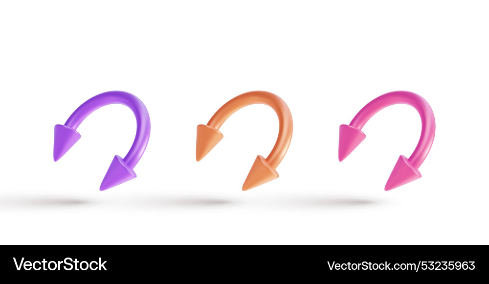 3d realistic set flying piercing jewelry barbell Vector Image