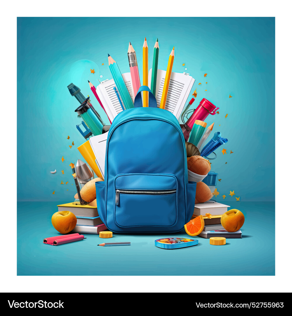 Back to school concept banner backpack Royalty Free Vector