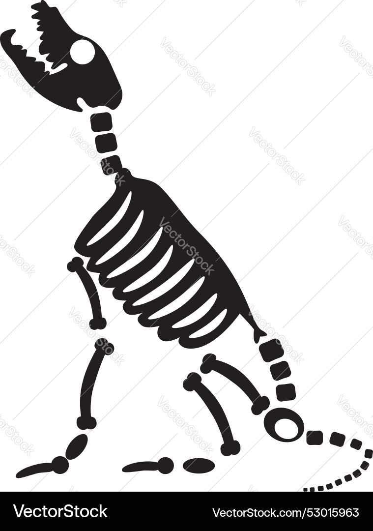 Decayed wolf howls moon dried skeleton bones Vector Image