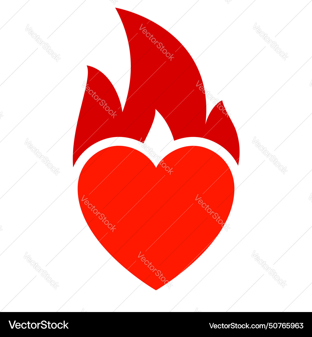 Fire flame icon hot heart symbol Royalty Free Vector Image