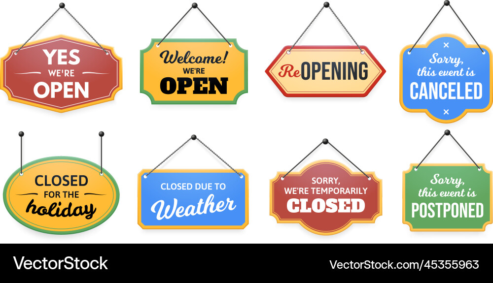 Hanging door sign sorry event is canceled Vector Image