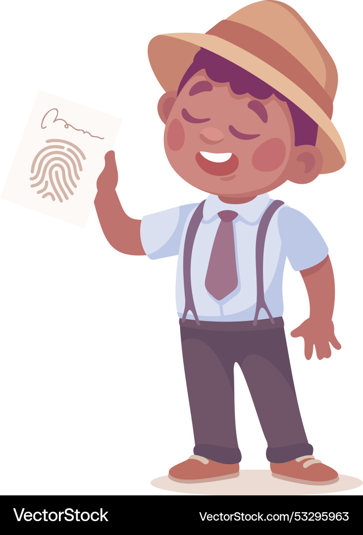 Inspecting detective boy character investigating Vector Image