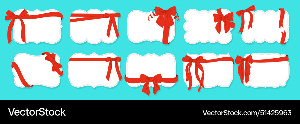 Price tags with bow gift red ribbon set blank Vector Image