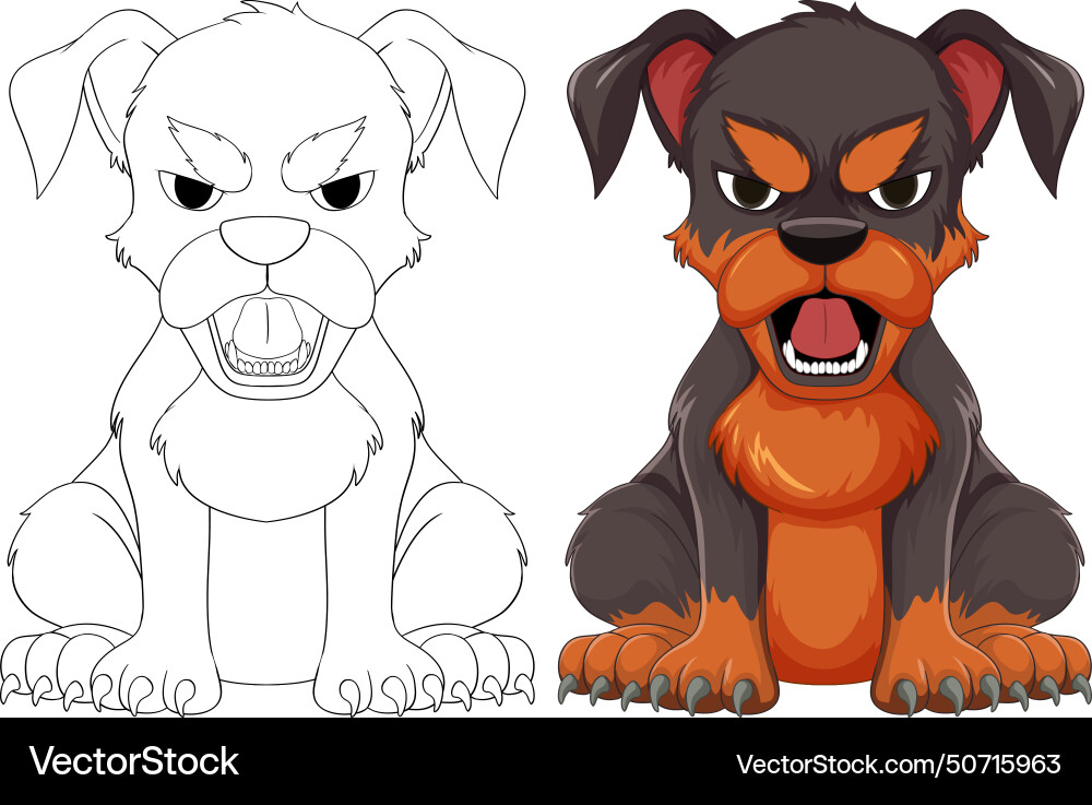Two angry dogs side by side Royalty Free Vector Image