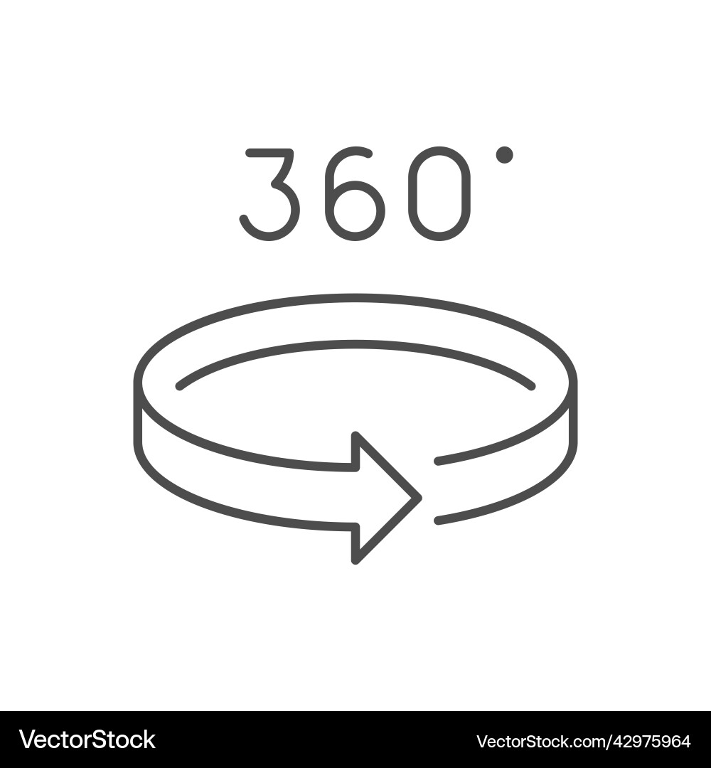 360 degrees rotation line outline icon Royalty Free Vector