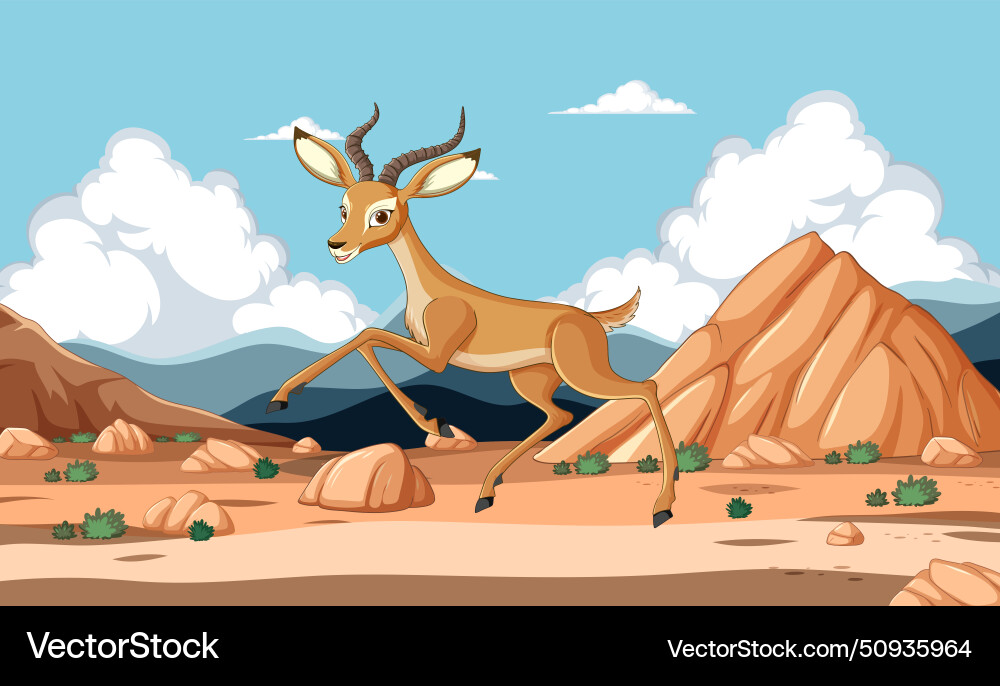 A gazelle running in desert Royalty Free Vector Image