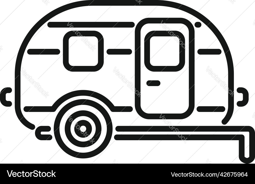 Camper rv icon outline auto bus Royalty Free Vector Image
