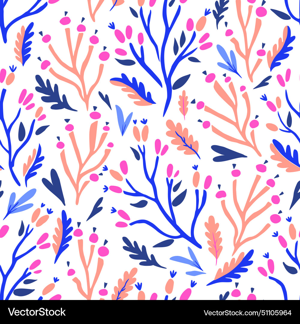 Colorful doodle botanical pattern print Royalty Free Vector