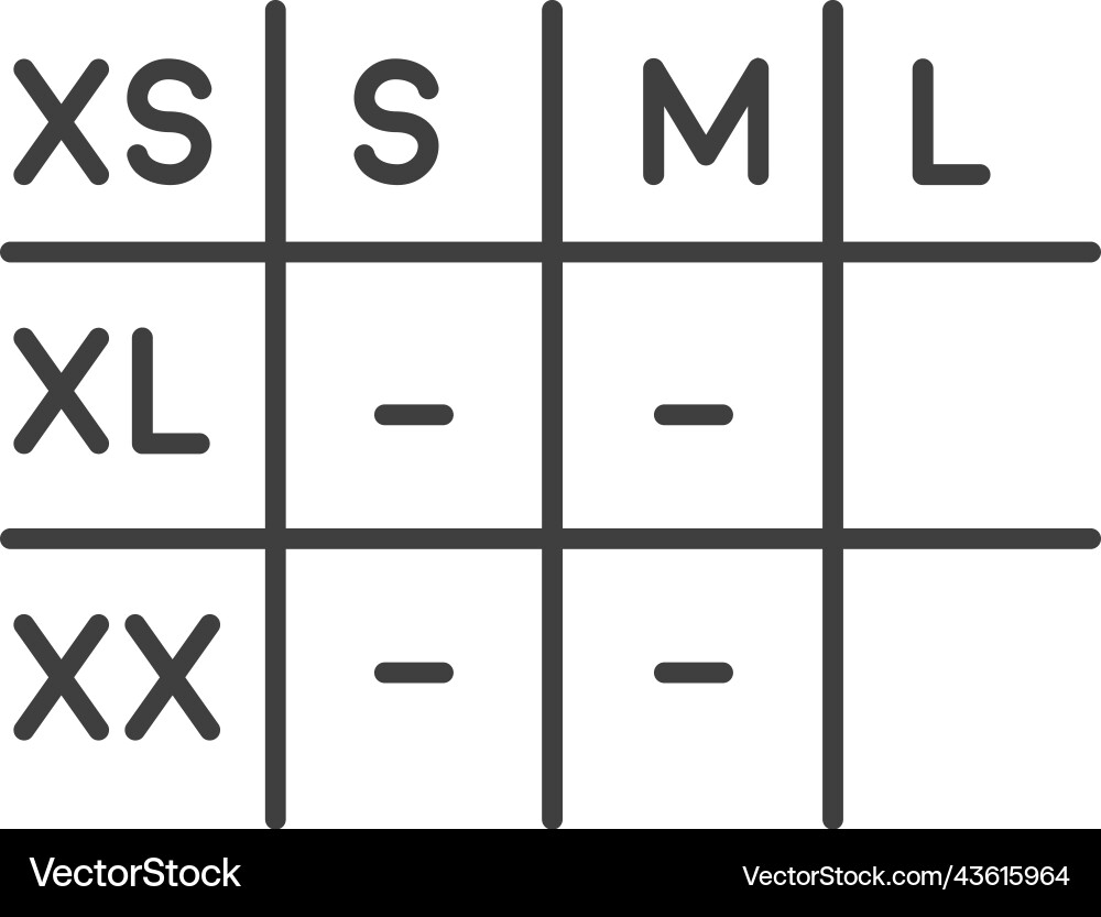 Dimensions and size chart for clothes in shop Vector Image