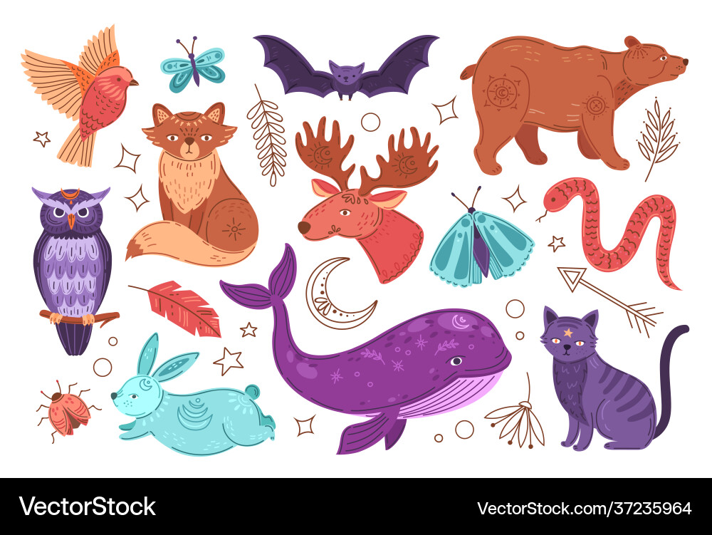 Enchanted Forest Animals Royalty Free Vector Image