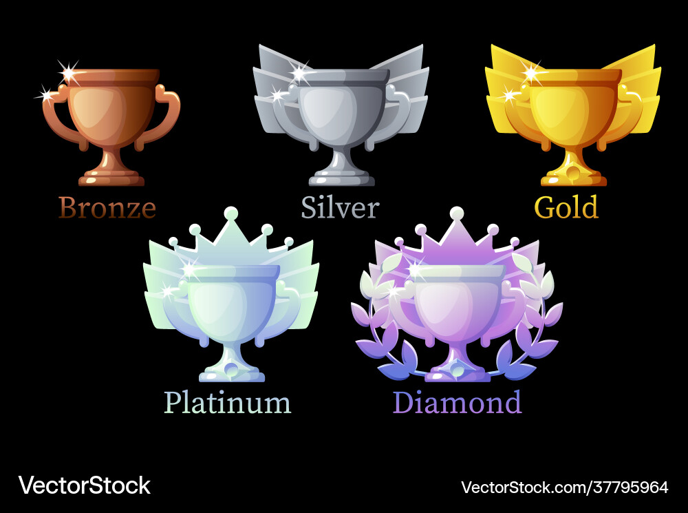 Game rank awards cup gold silver platinum Vector Image