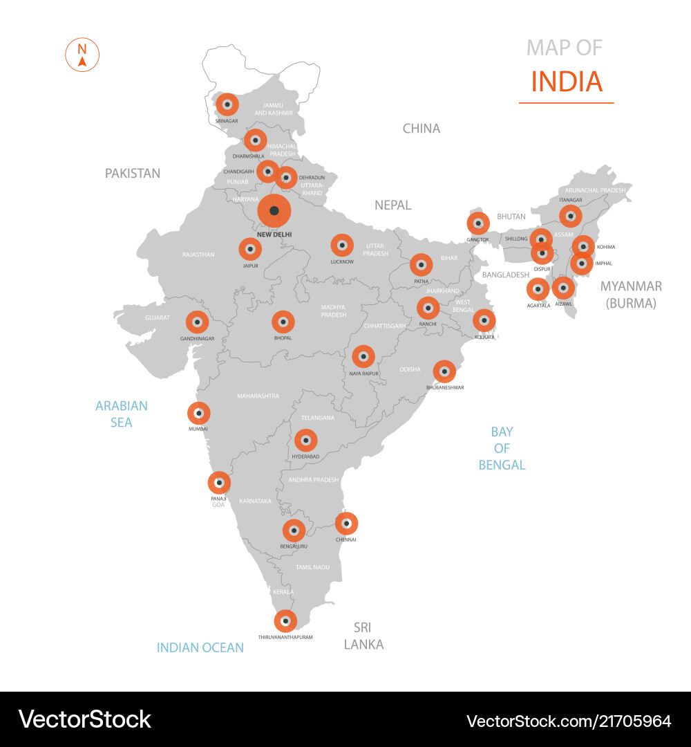 India Map with Administrative Divisions Royalty Free Vector