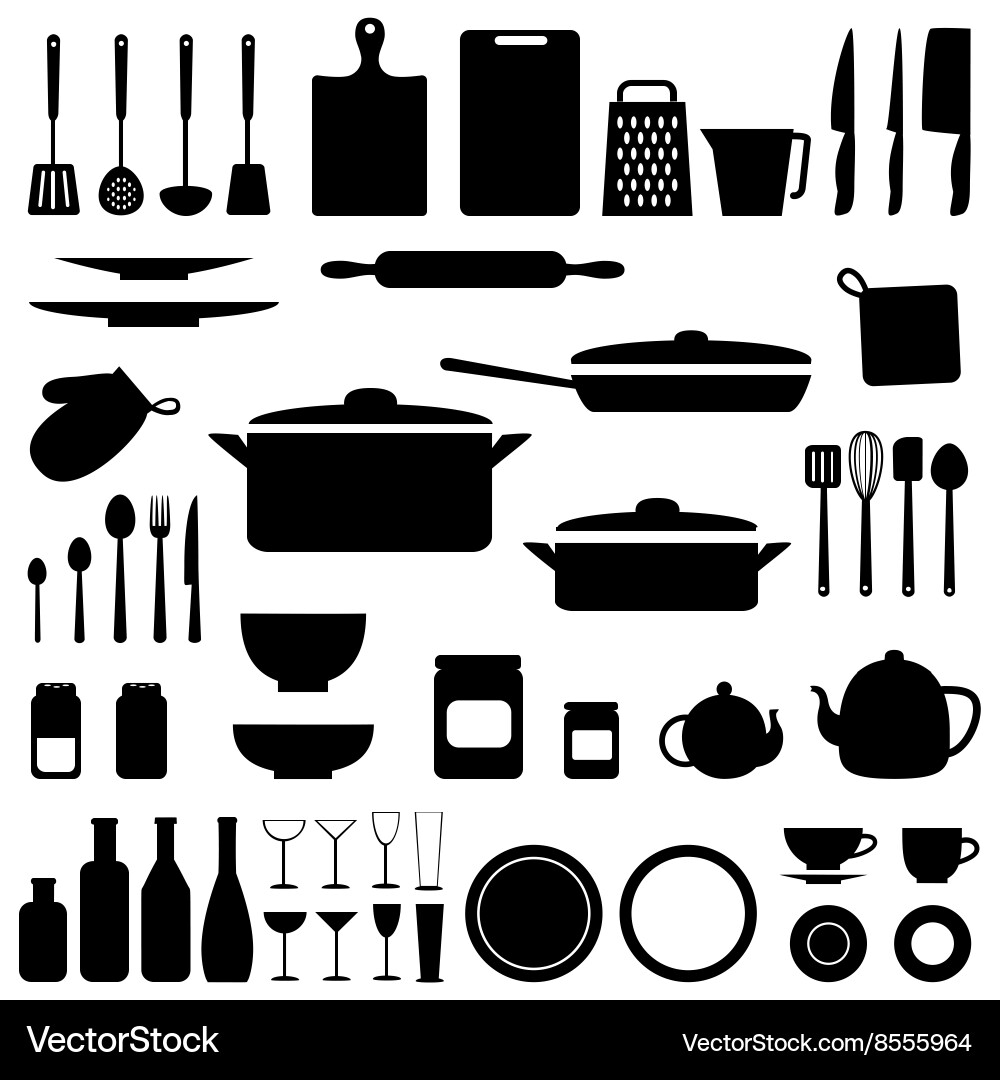 Kitchen Utensil Silhouettes Royalty Free Vector Image