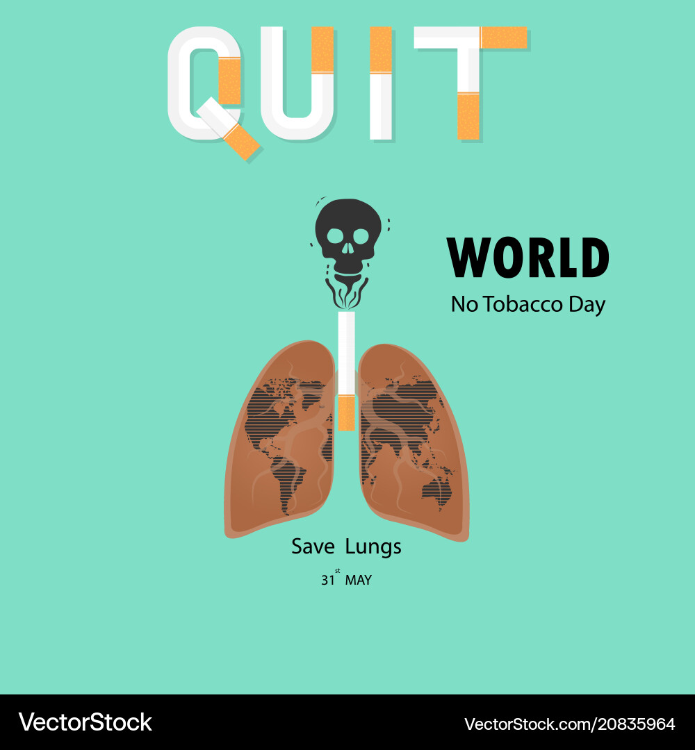 Lung and cigarette icon with stop smoking logo Vector Image