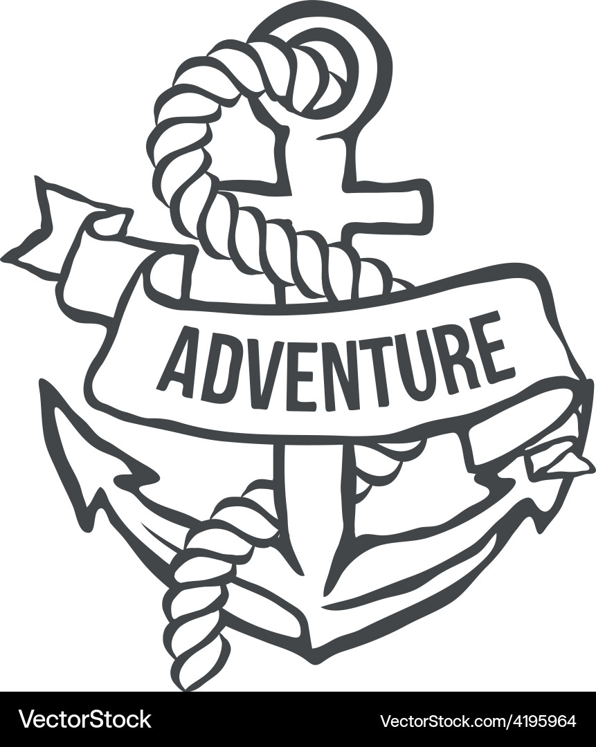 Nautical Adventure Anchor with Banner Royalty Free Vector