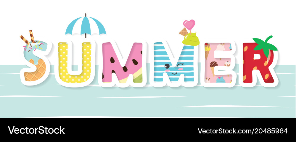 Summer cartoon decorative letters Royalty Free Vector Image