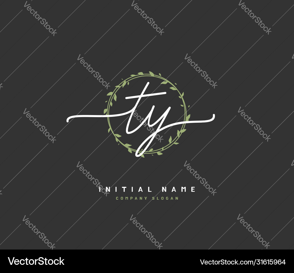 T y ty beauty initial logo handwriting Royalty Free Vector