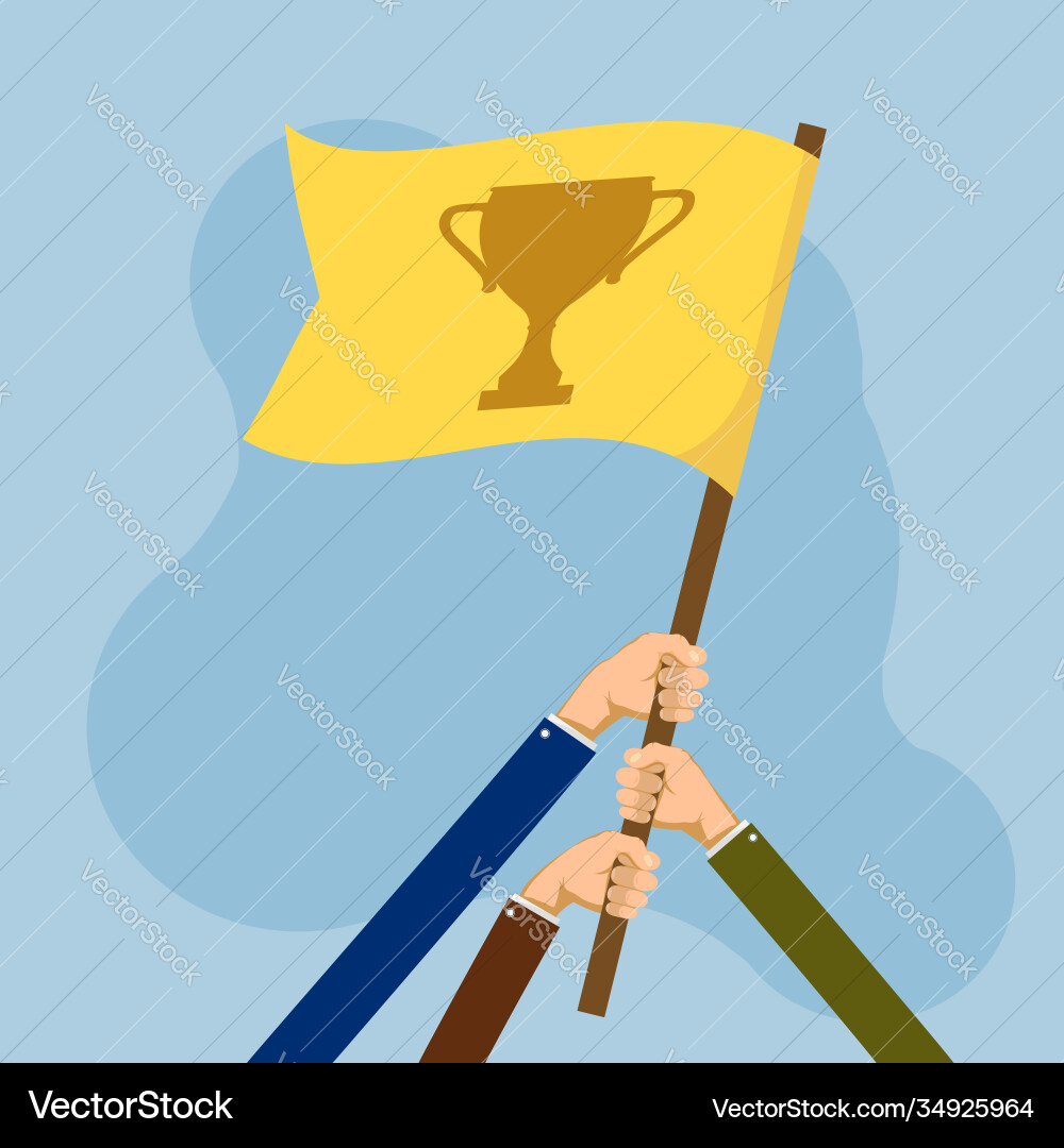 Teamwork and goal achievement symbol Royalty Free Vector