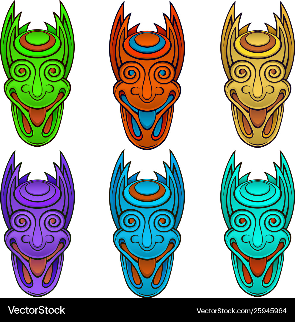 Tiki idol aztec hawaii face Royalty Free Vector Image