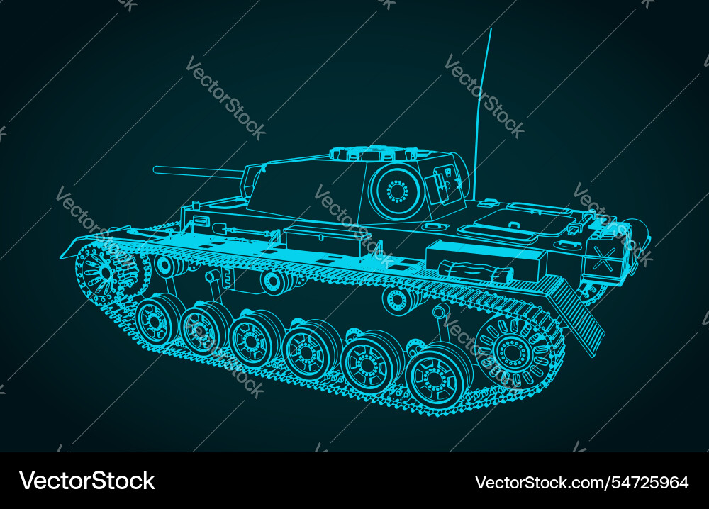 Ww ii medium tank blueprint Royalty Free Vector Image