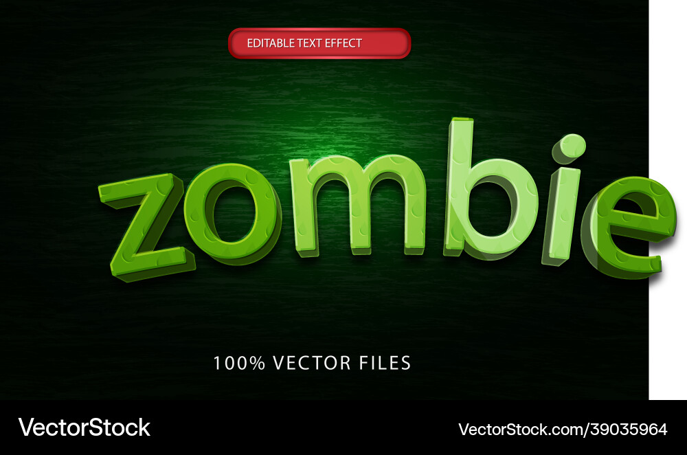 Zombie text effect premium Royalty Free Vector Image