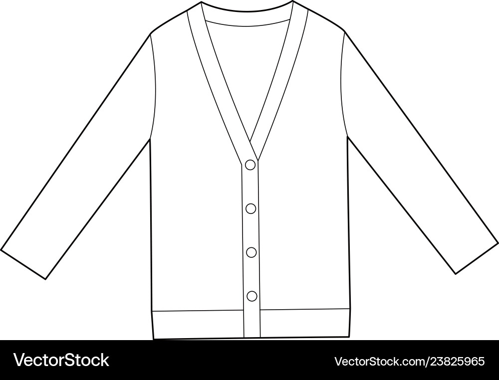 Cardigan fashion flat technical drawing template Vector Image