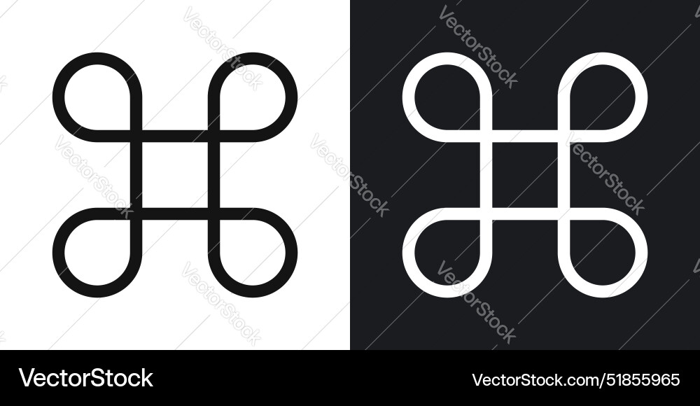 Command icon set in black and white outlines Vector Image