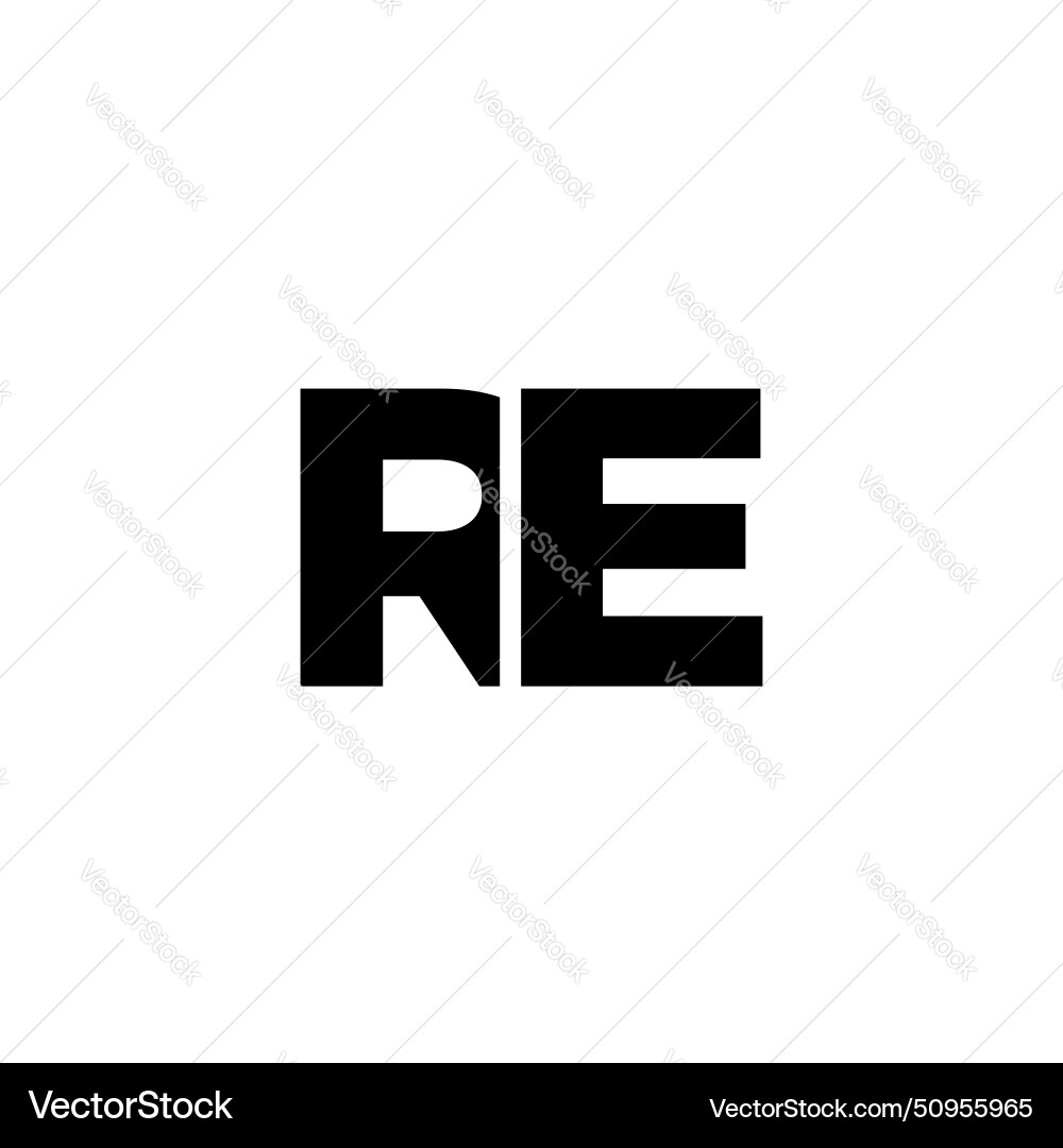 Letter r and e re logo design template minimal Vector Image