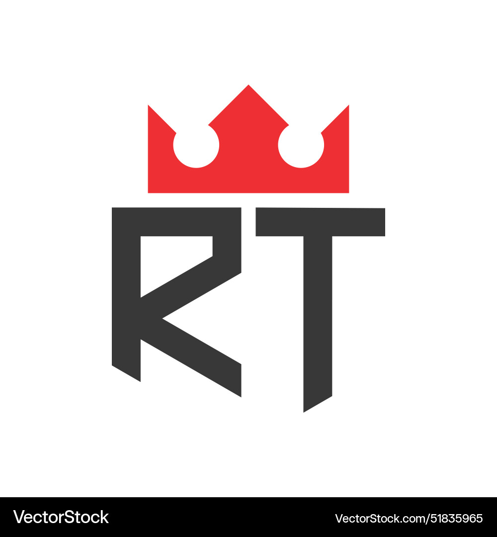 Letter rt crown logo crown on letter rt logo Vector Image