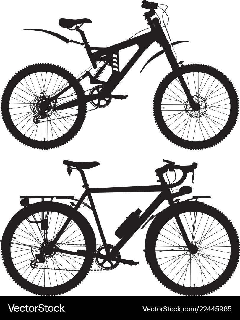 Mountain and touring bikes black Royalty Free Vector Image