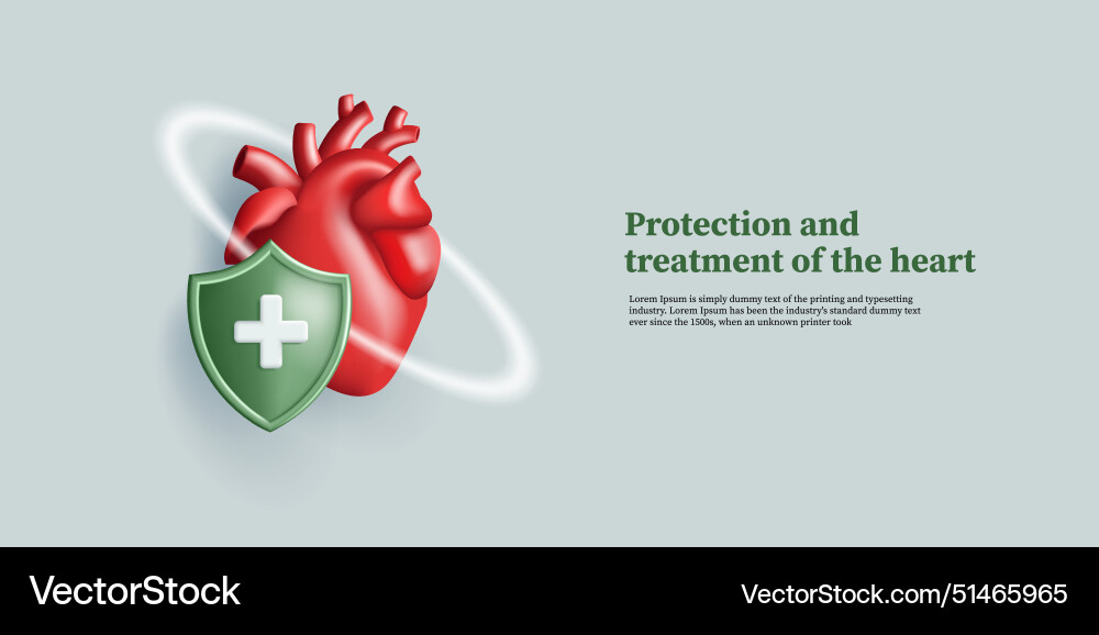 Realistic heart with shield icon and protective Vector Image