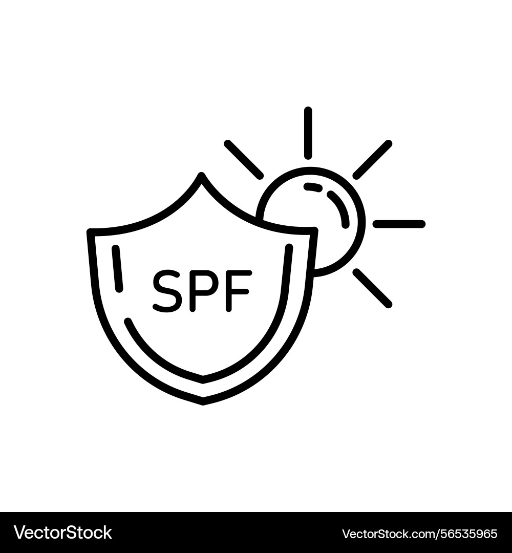 Spf shield icon sun exposure symbol uv defense Vector Image