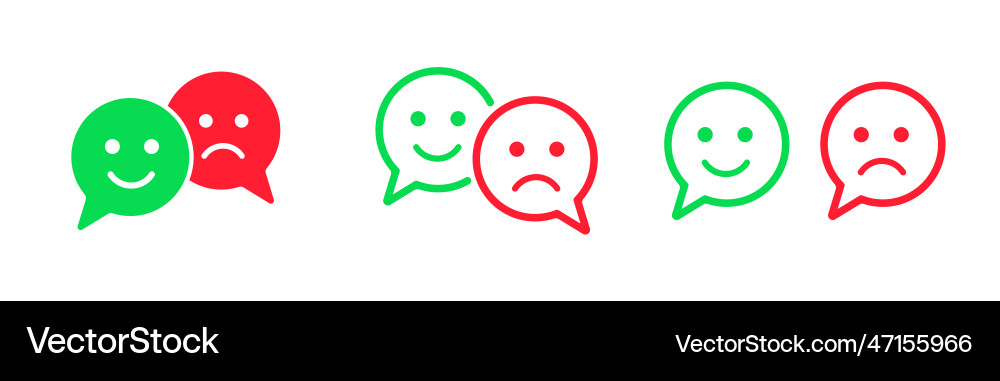 Bad and good feedback icons collection positive Vector Image