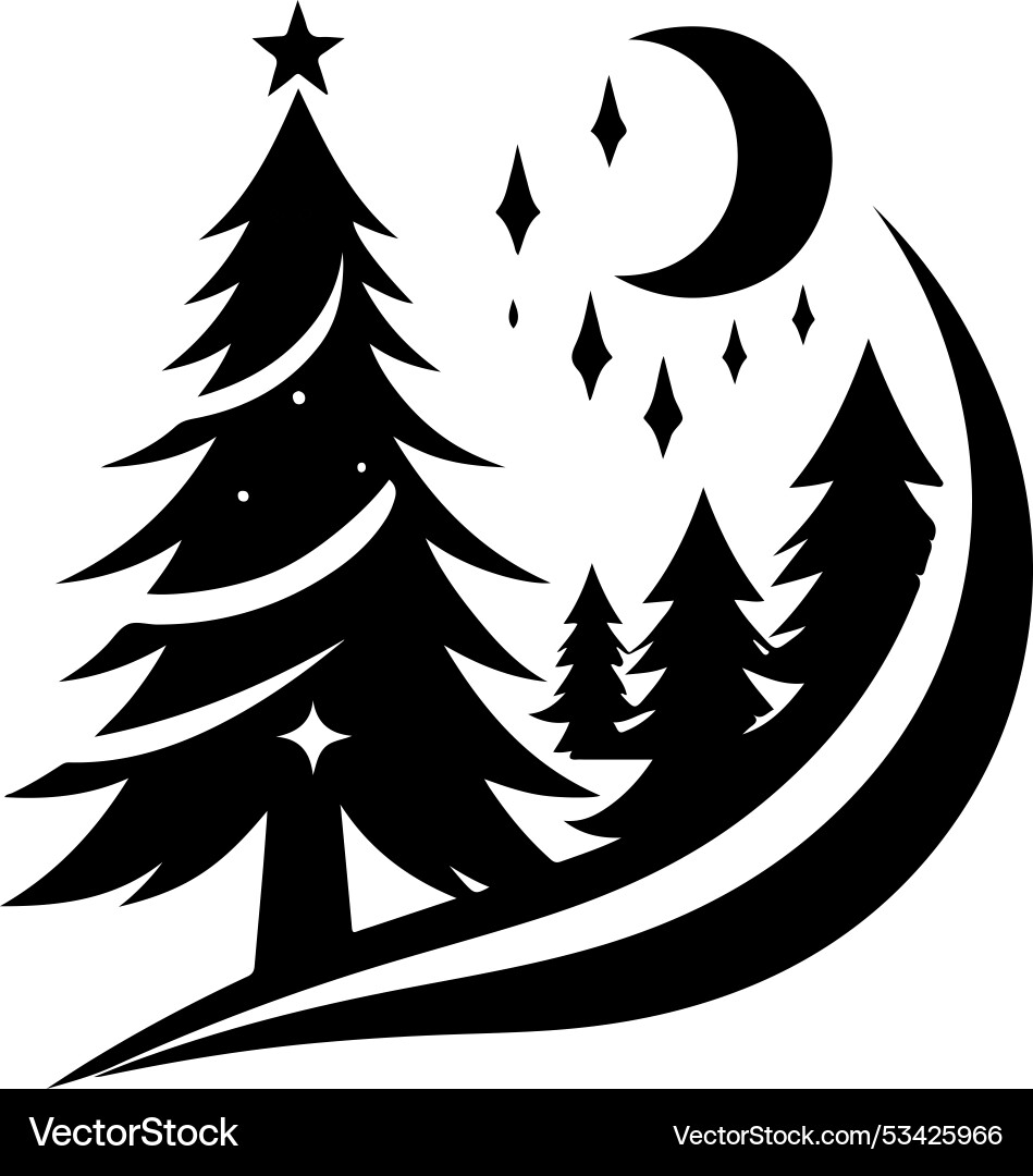 Christmas tree silhouette Royalty Free Vector Image