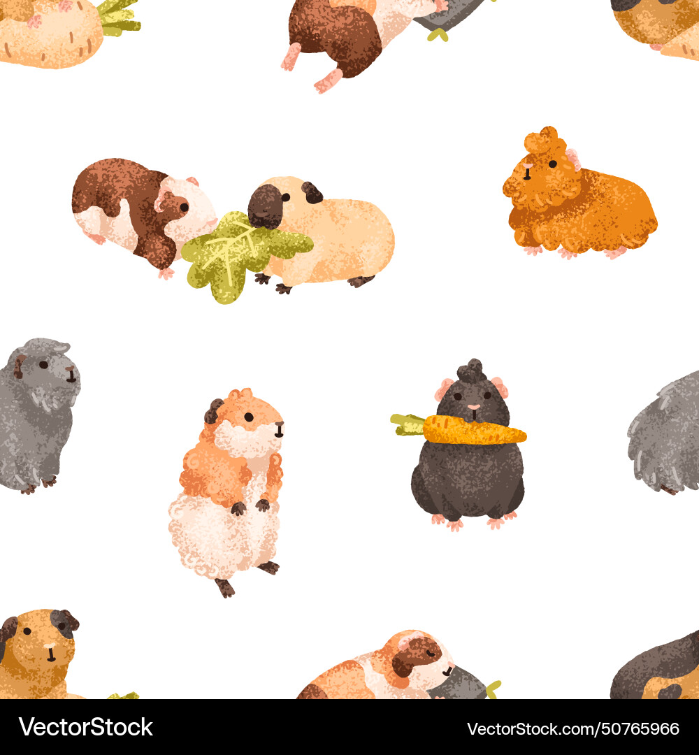 Cute guinea pig pattern seamless animal Royalty Free Vector