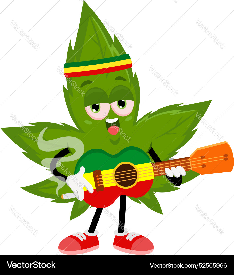 Funny marijuana leaf cartoon character Royalty Free Vector