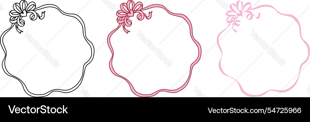 Hand drawn bow ribbon square frame with editable Vector Image