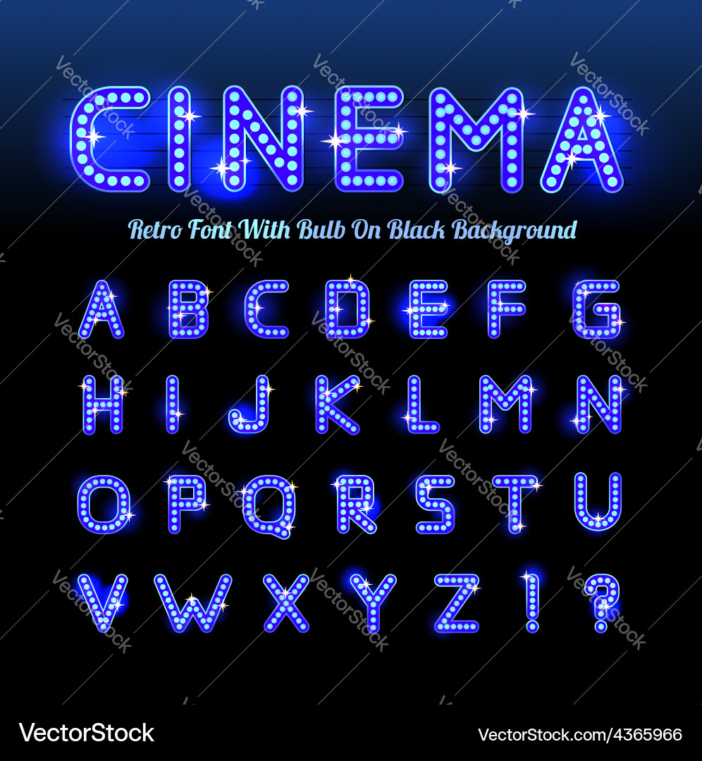 Retro cinema font Royalty Free Vector Image - VectorStock