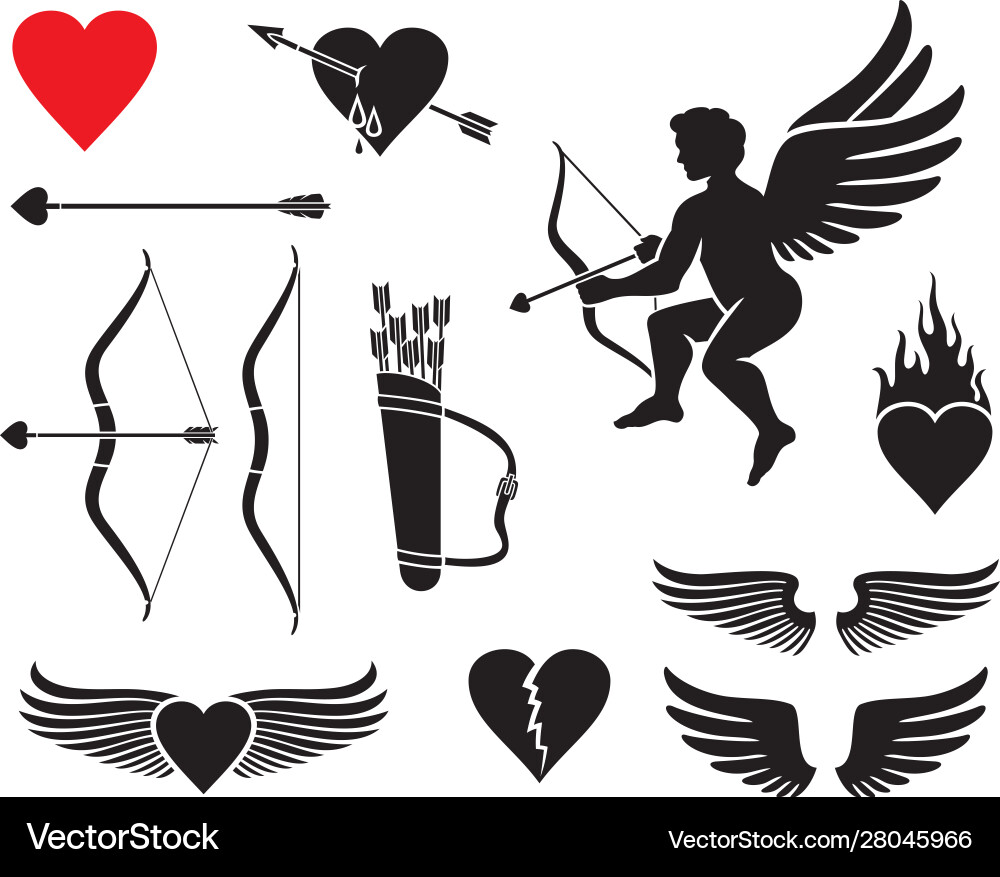 Set cupid icons - valentines day design Royalty Free Vector