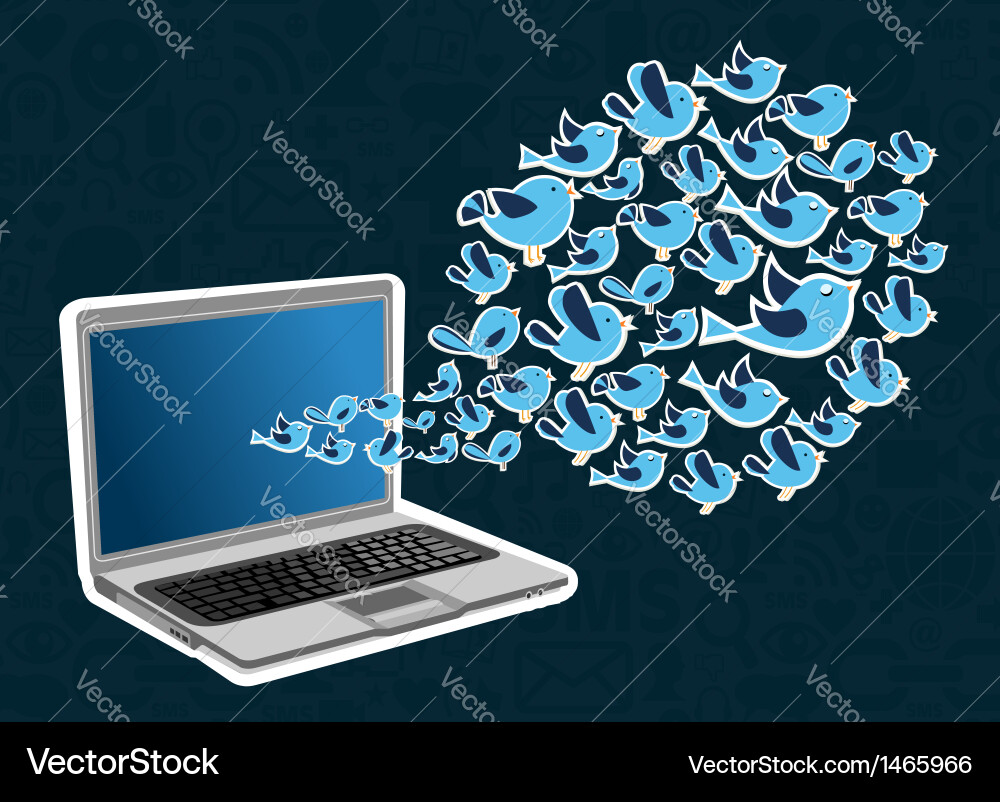 Twitter birds splash computer application Vector Image