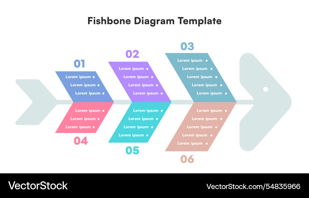 Vibrant fishbone diagram template Royalty Free Vector Image