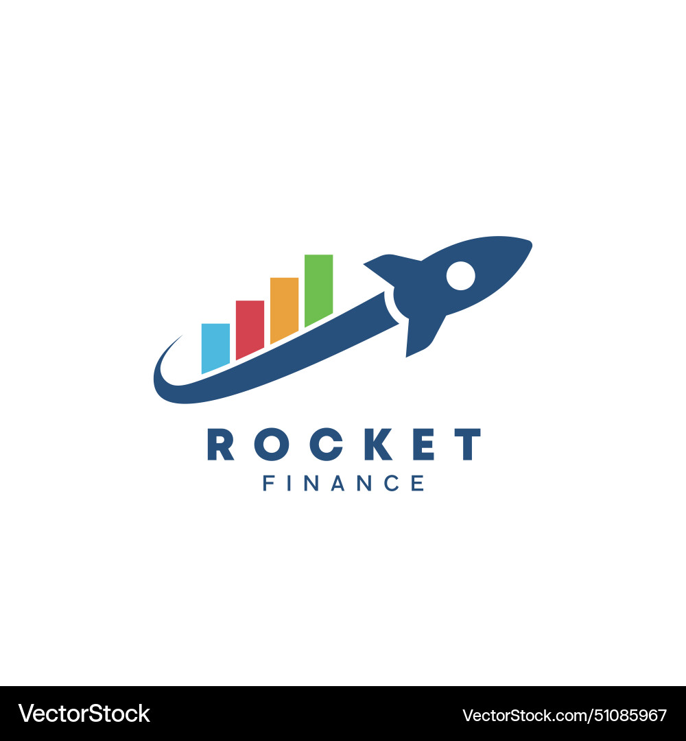 Business graph with rocket going up logo symbol Vector Image