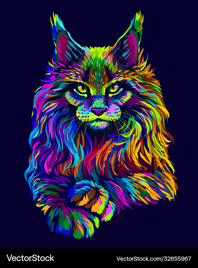 Cat abstract artistic neon-colored portrait Vector Image