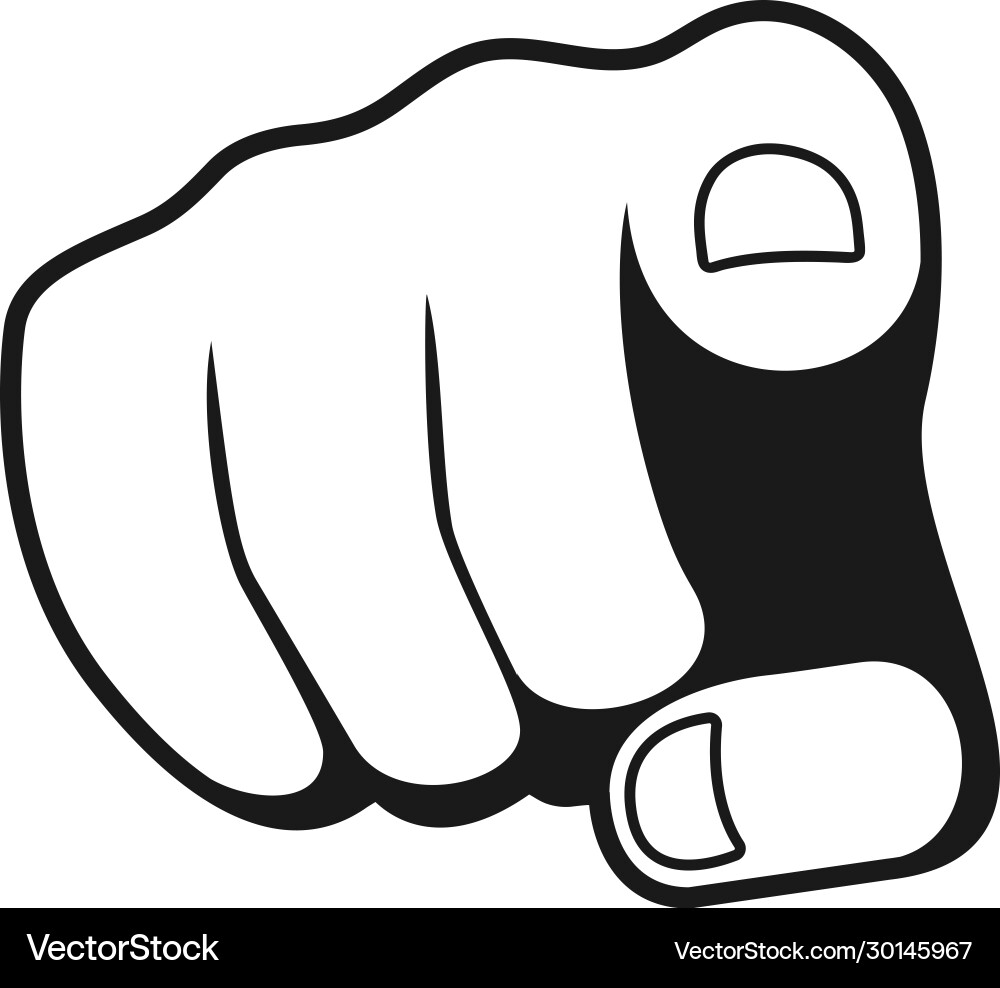 Finger pointing at you - icon isolated on white Vector Image