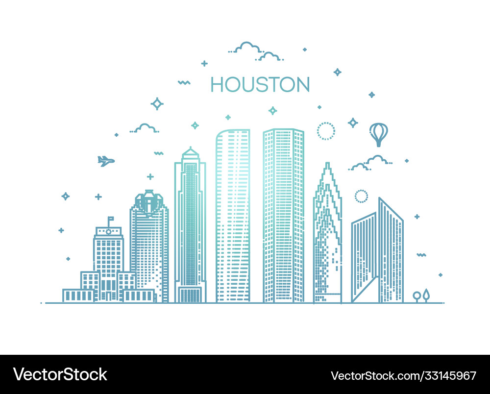 Houston city skyline Royalty Free Vector Image