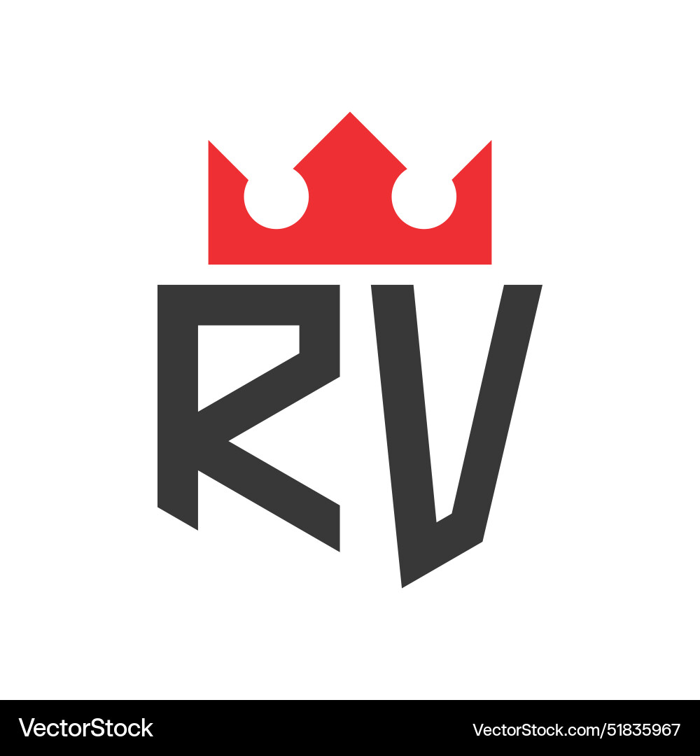 Letter rv crown logo Royalty Free Vector Image