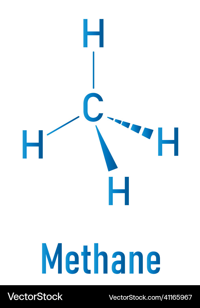 Methane natural gas molecule skeletal formula Vector Image