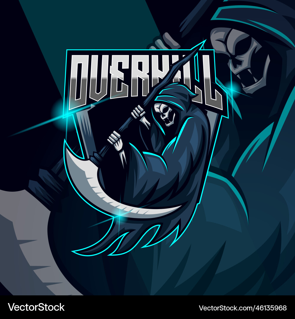 Angry reaper esport logo design template Vector Image